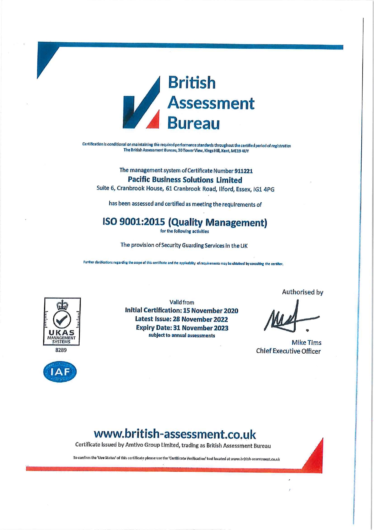 ACCREDITATIONS - PACIFIC BUSINESS SOLUTIONS LTD